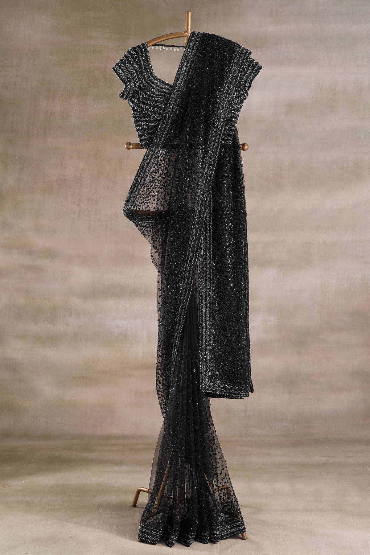 Buy Black Net Designer Saree with Stone Work and EmbroideBuy Red Blouse ...