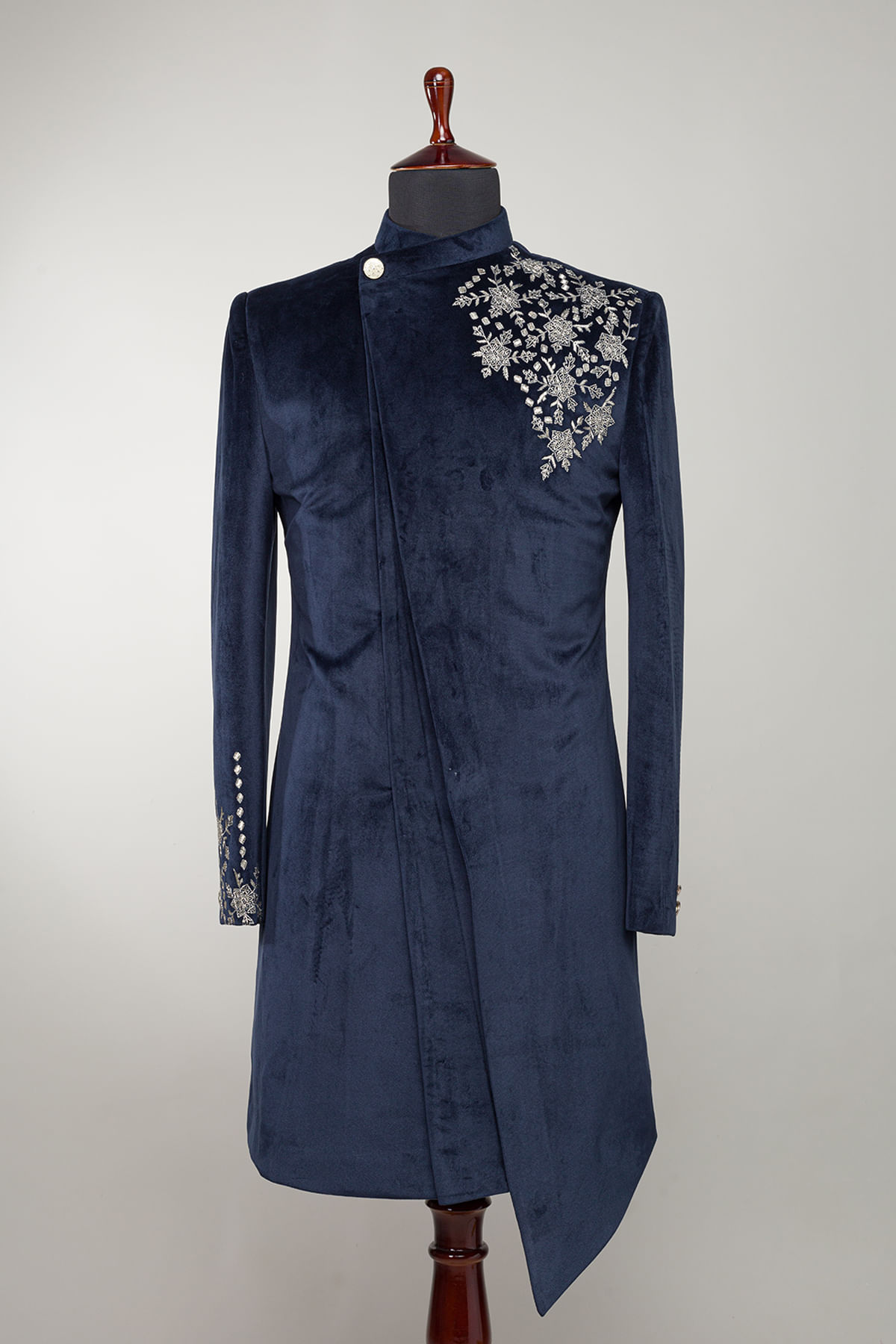 Buy Old Navy Cutdana Embroidered Suede IndoWestern Sherwani Online | Samyakk