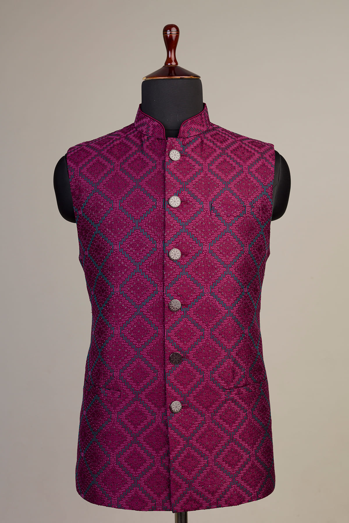 Buy Purple Potion Sequins Embroidered Silk Modi Jacket Online | Samyakk
